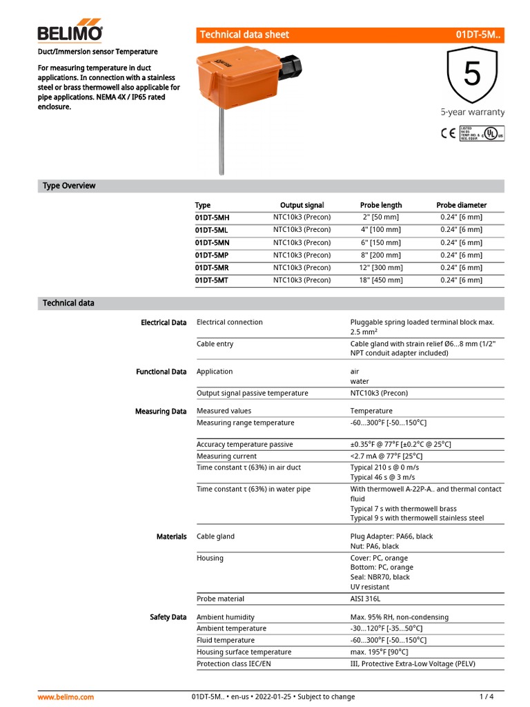 Belimo - 01DT-5ML | PDF | Manufactured Goods | Electrical Engineering