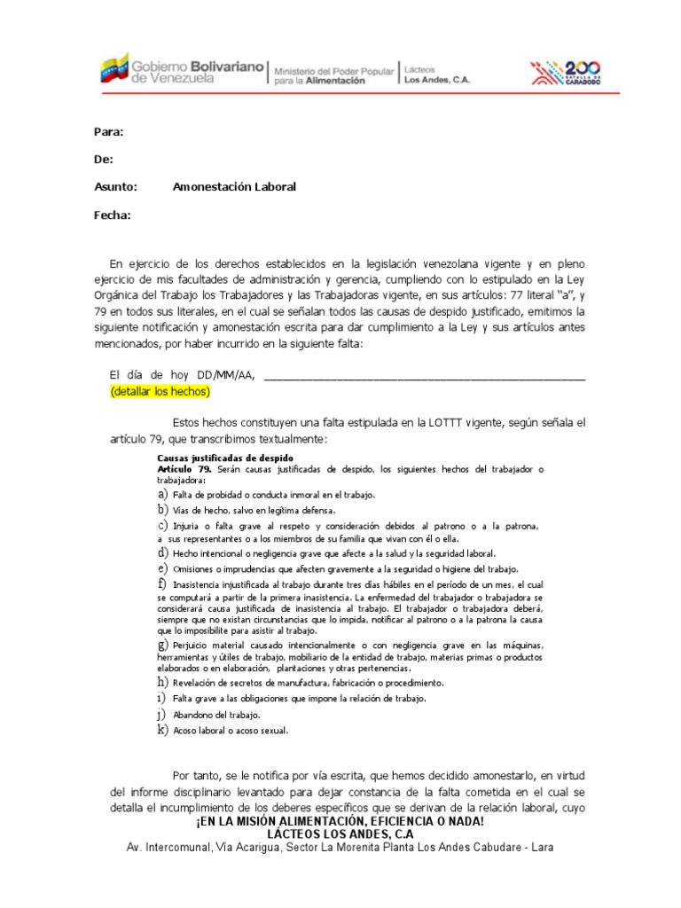 Modelo de Amonestación | PDF