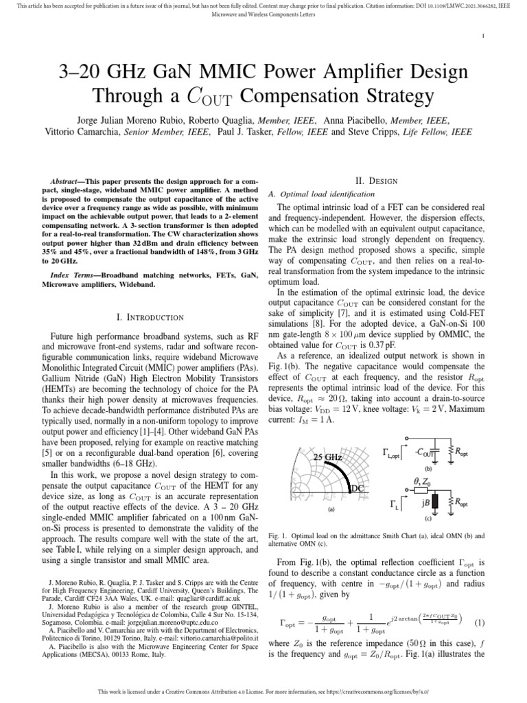 3-20 GHZ GaN MMIC Power Amplifier Design Through A | PDF | Amplifier | Microwave