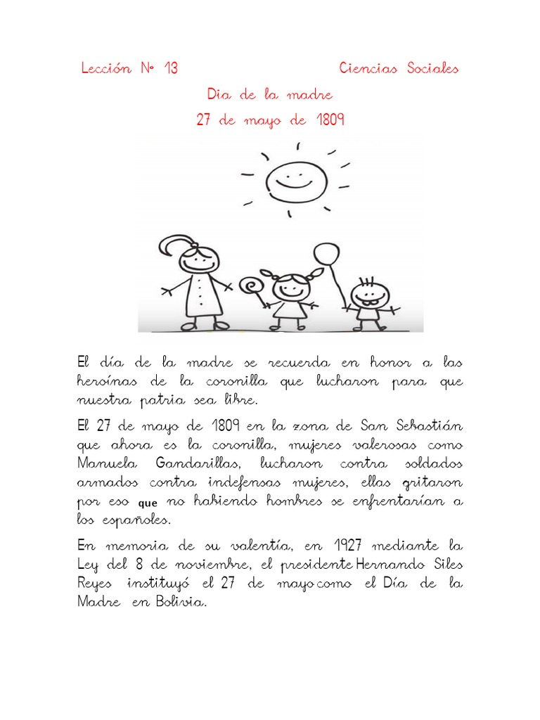 Lección N 13 Dia de La Madre | PDF