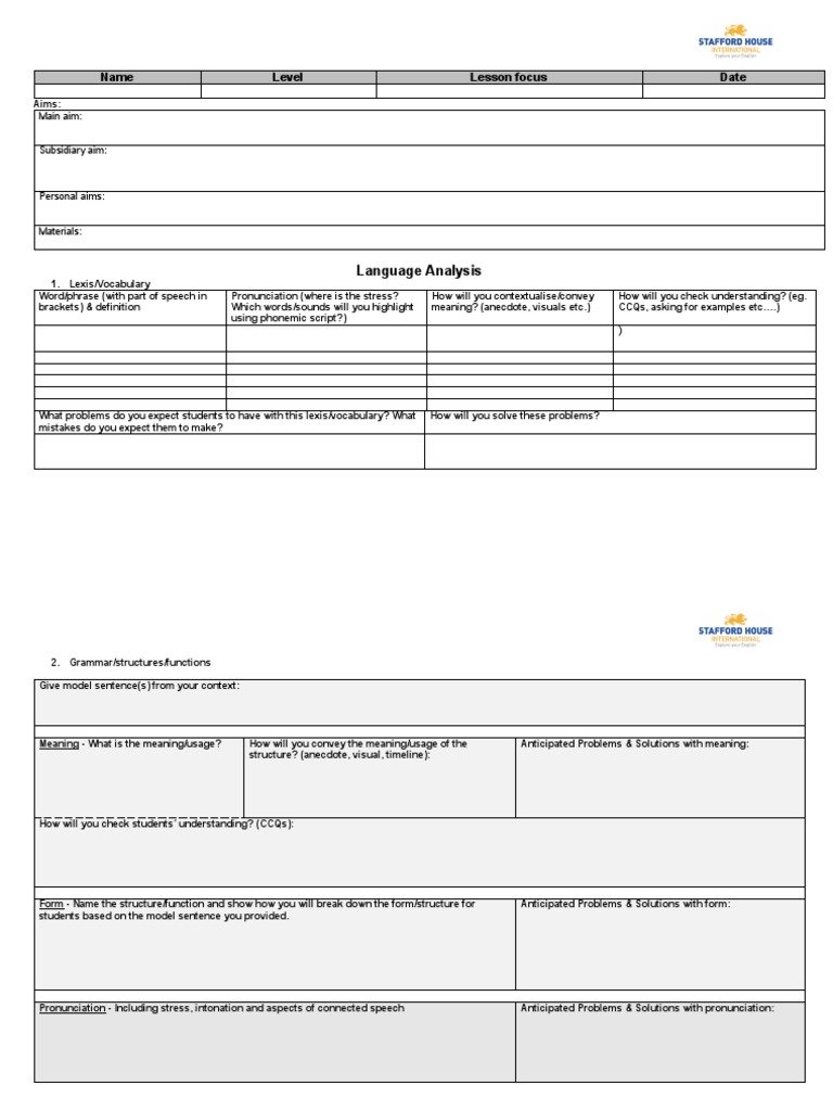 BLANK Lesson Plan Template | PDF