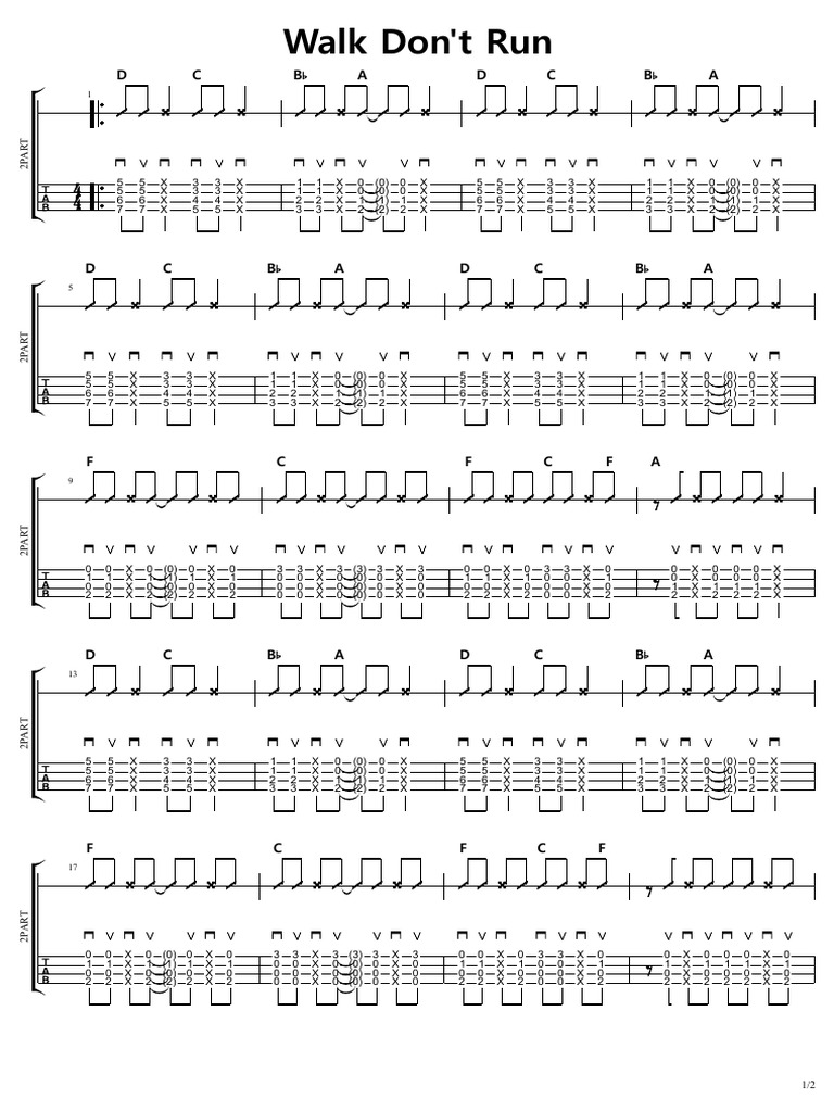 Music Sheet: "Walk Don't Run" Tabs | PDF