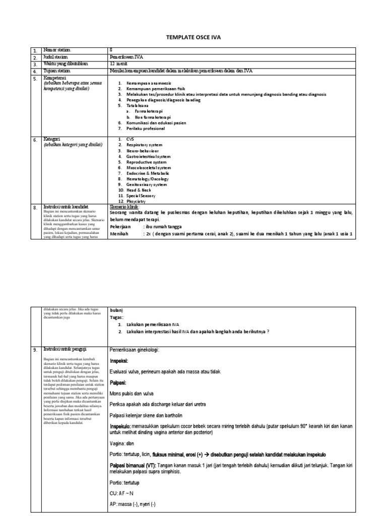 Panduan OSCE Pemeriksaan IVA | PDF