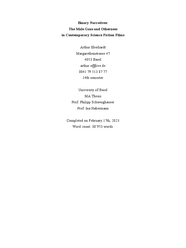 Eberhardt MA Thesis Binary Narratives | PDF | Psychoanalysis | Jacques ...