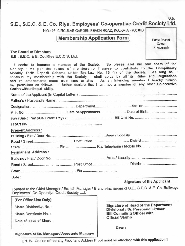 Membership Application Form For Sos | PDF