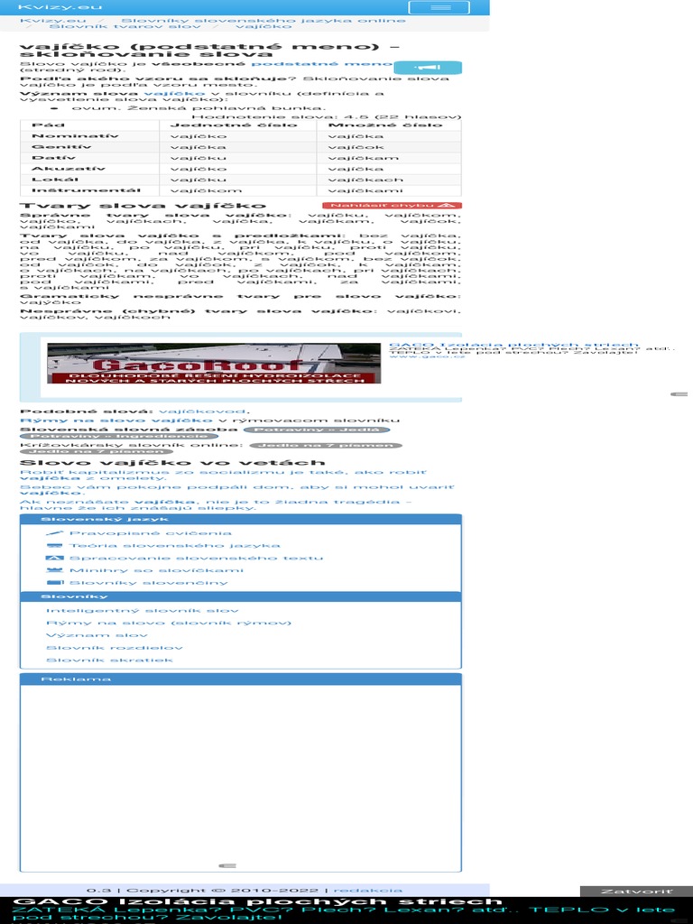 Vajíčko Skloňovanie Podstatné Meno Gramatika Slova | PDF