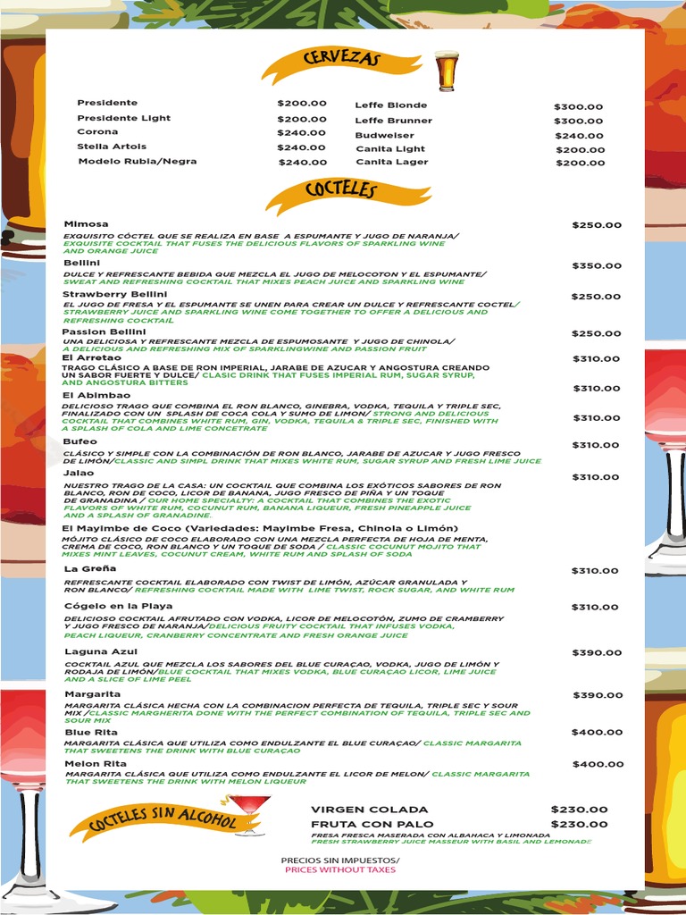 Lista de Precios de Bebidas Sin Impuestos | PDF | Bebidas alcohólicas ...