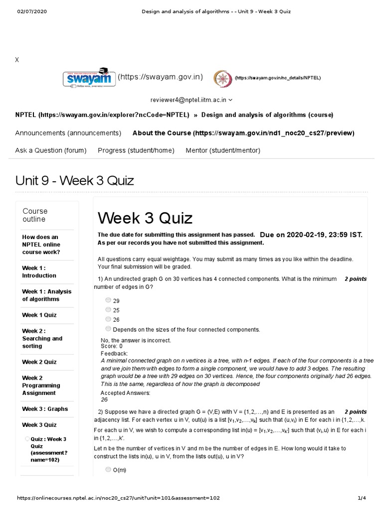 Noc20-Cs27 Week 03 Assignment 01 | PDF | Algorithms | Algorithms And Data Structures