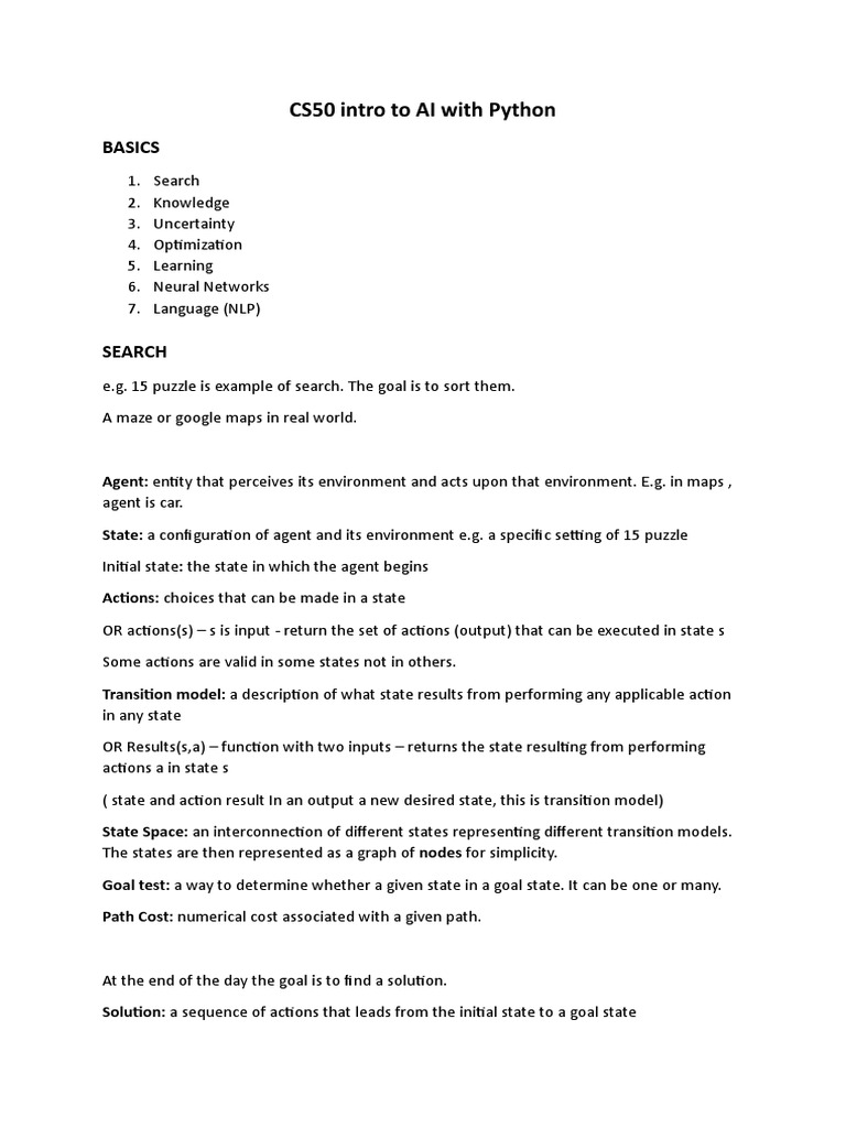 Cs50 Intro To Ai With Python Notes Pdf Computer Programming Theoretical Computer Science 5386