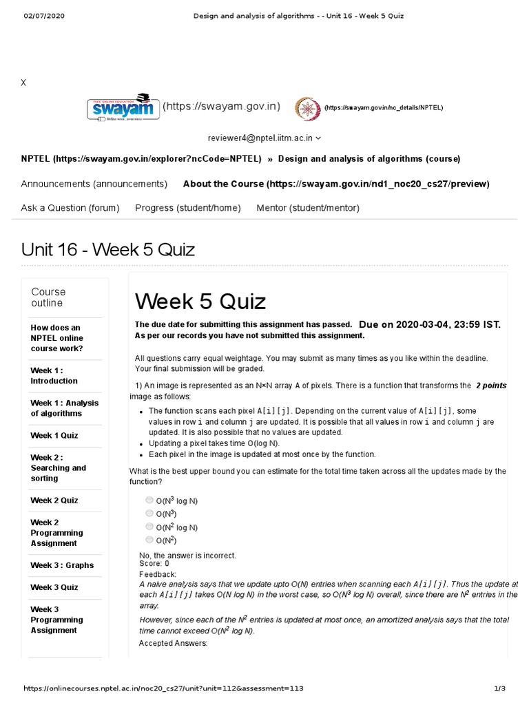 DAA 2020 Week 05 Assignment 01 | PDF | Theoretical Computer Science ... DAA 2020 Week 05 Assignment 01 | PDF | Theoretical Computer Science ...