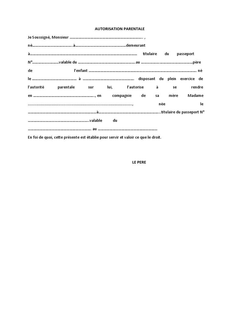 Autorisation Parentale | PDF | Droit