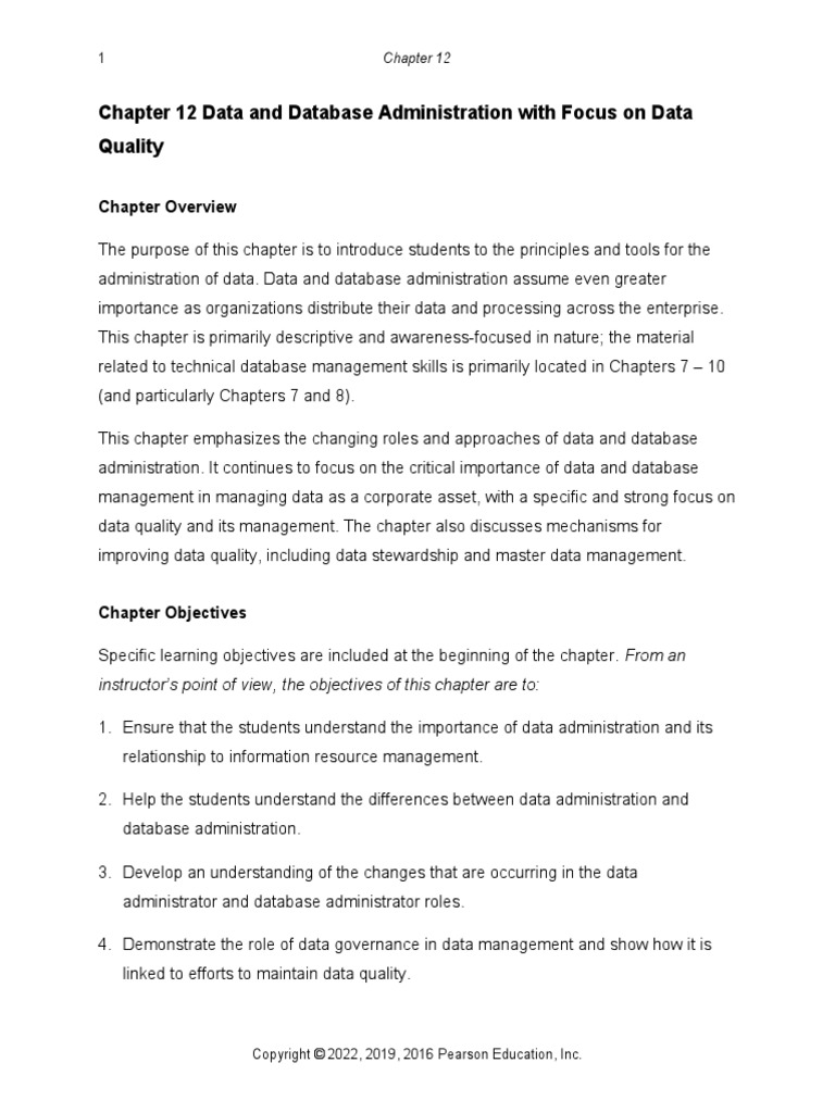 Data and Database Administration With Focus On Data Quality | PDF | Databases | Data Quality