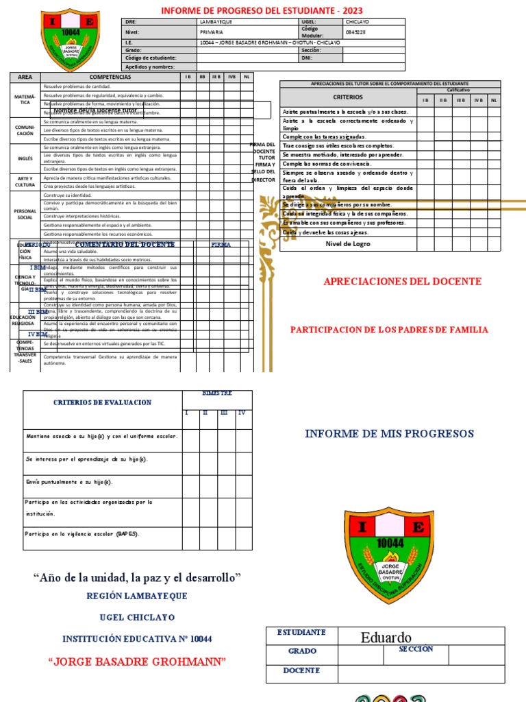 Boleta Informativa 2023 | PDF | Aprendizaje