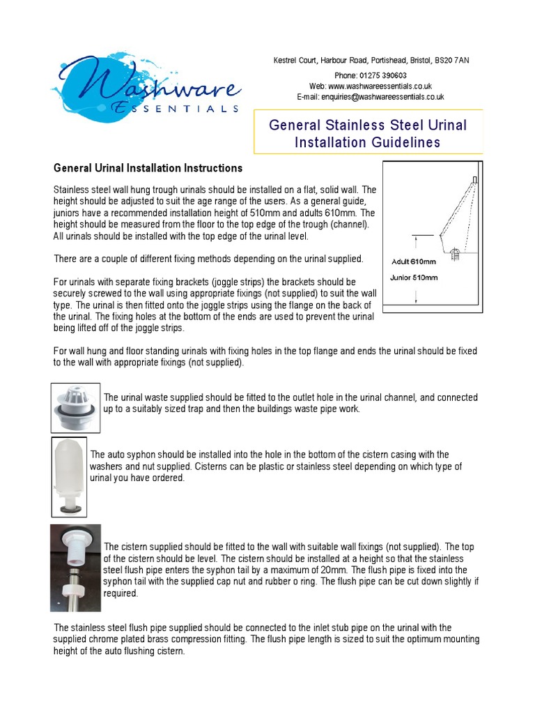 Urinal Installation Instructions | PDF