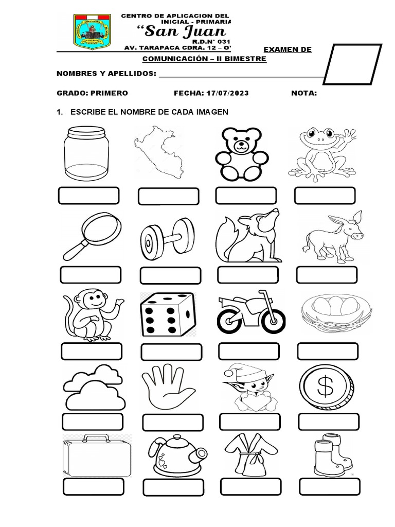 Examen de Comunicación Primero Grado Primaria | PDF