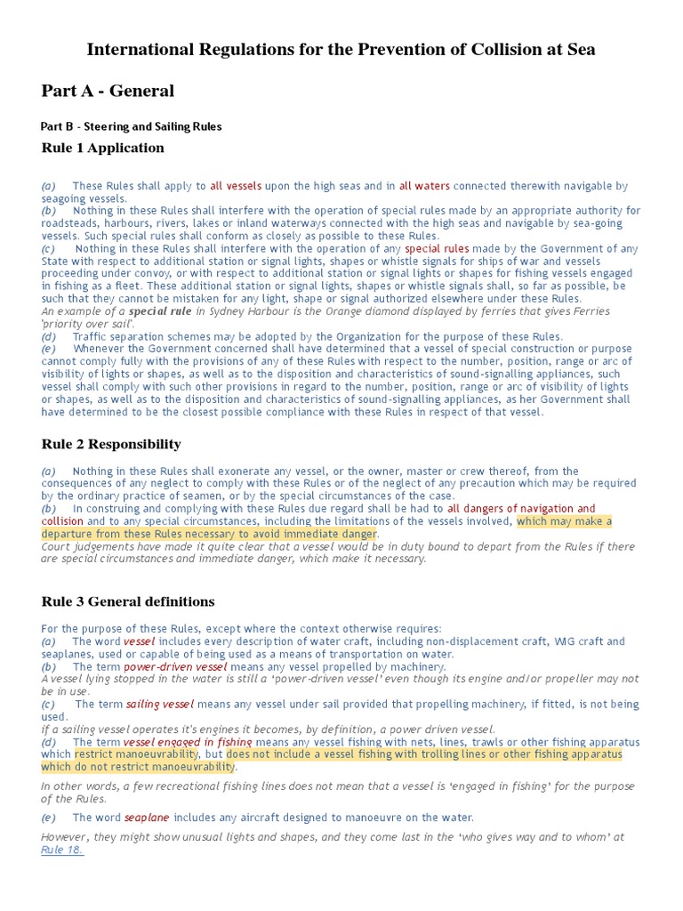 COLREG Rules Overview and Definitions | PDF | Traffic | Radar