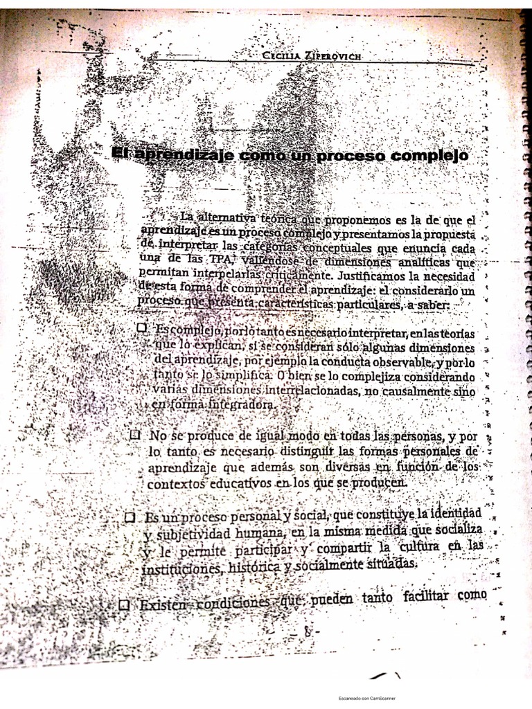 Ziperovich. El Aprendizaje Como Un Proceso Complejo | PDF