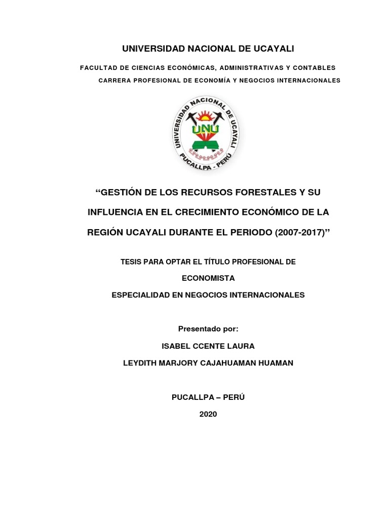 Unu Economia 2020 Tesis Leydith-Cajahuaman Isabel-Ccente V2 | PDF