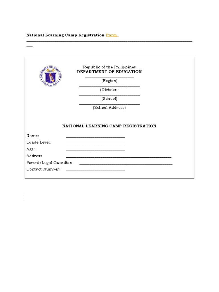 Annex 1 NLC Registration Form 1 | PDF