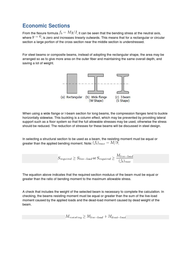 Economic Sections | PDF | Beam (Structure) | Bending
