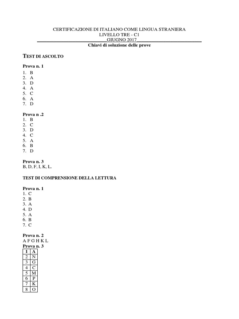 CILS Chiavi C1 | PDF