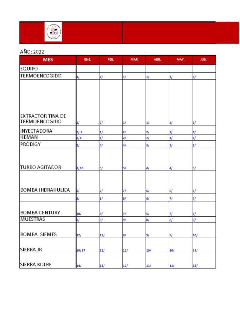 Programa de Mantto 2023 Propuesta | PDF | Tecnología