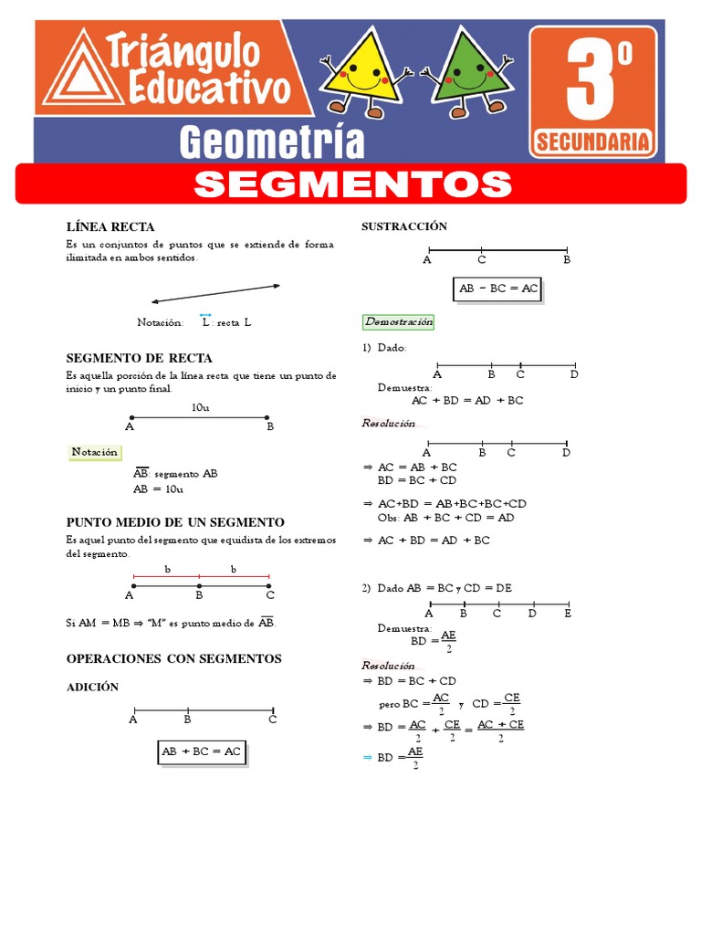 Ejercicios de Segmentos para Tercer Grado de Secundaria | PDF | Matemáticas | Matemática Elemental