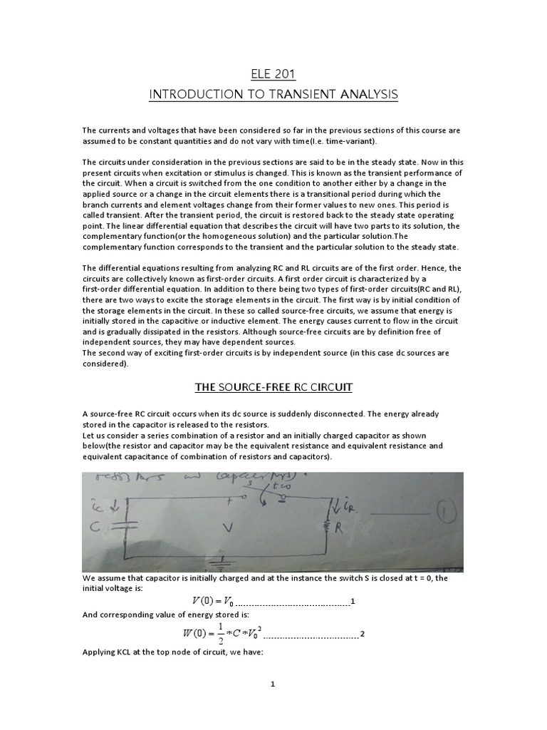 Introduction to Transient Circuit Analysis | PDF | Science ...
