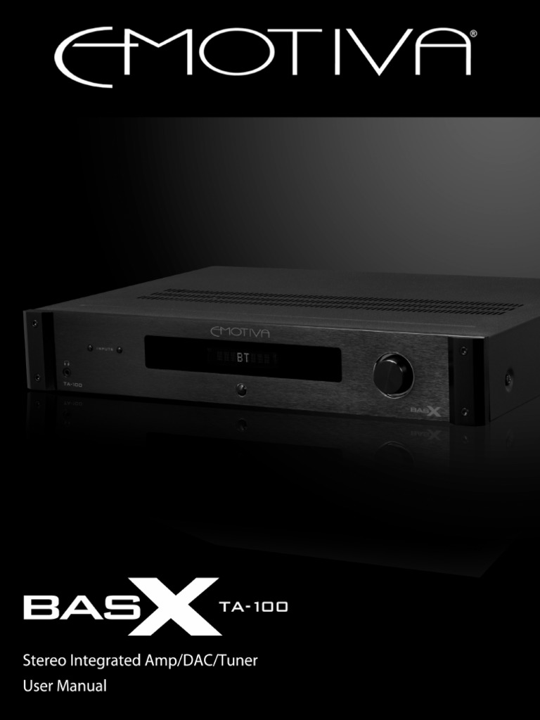 Emotiva BasX TA100 Instrukcja v10 | PDF