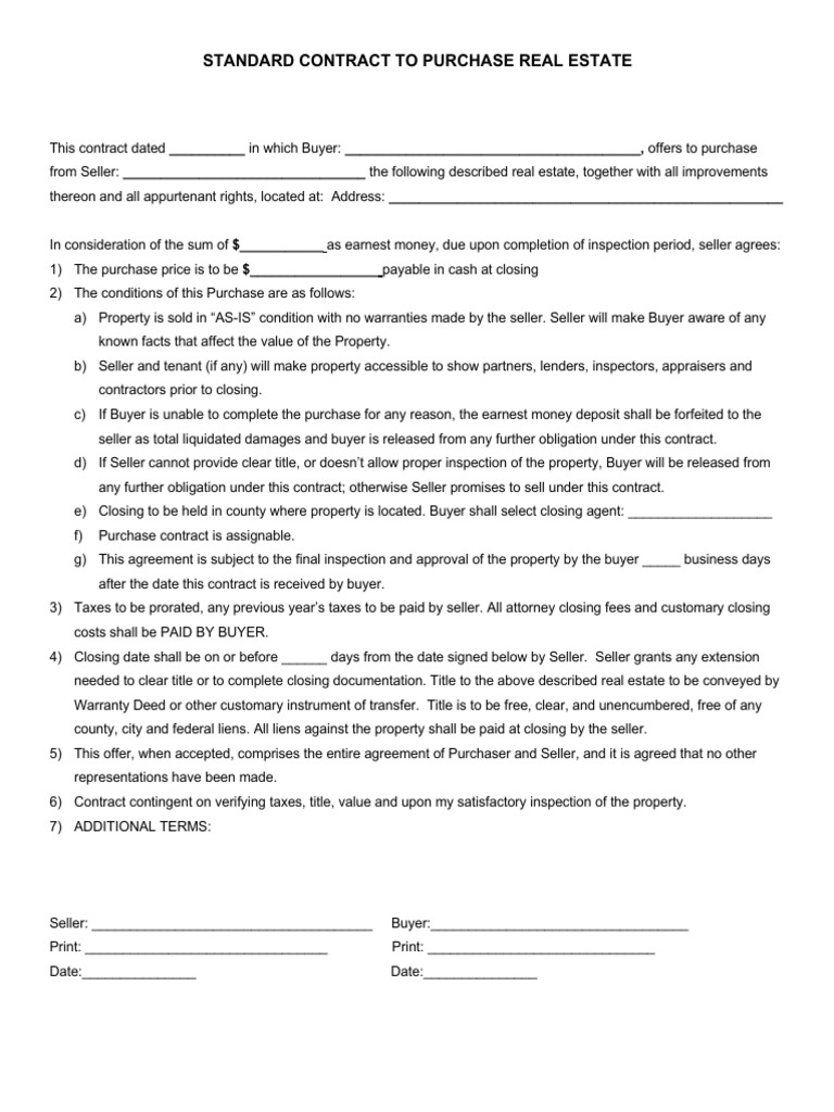 One Page Contract - For Wholesaling | PDF | Procurement | Deed