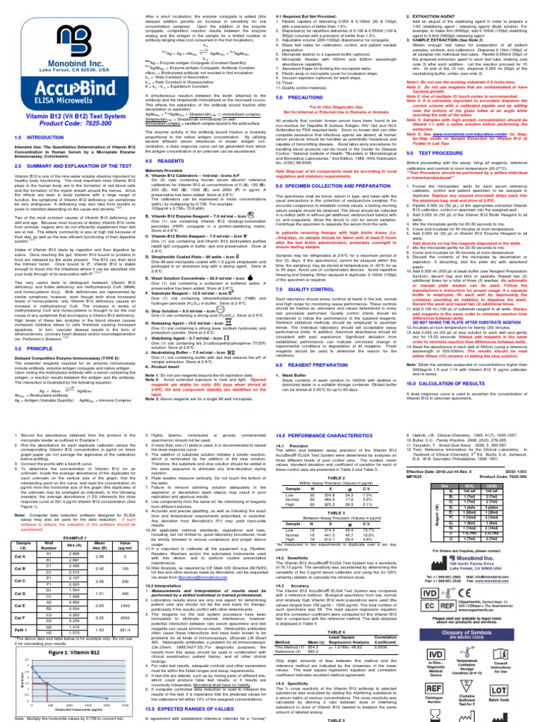 7625-300 Vitamin B12 AccuBind ELISA Rev 6 | PDF | Vitamin B12 | Elisa