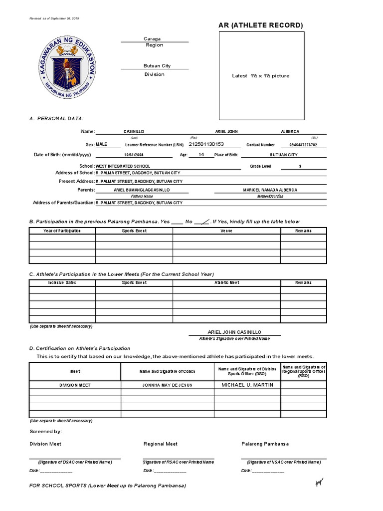 2020 Athlete Record | PDF | Multi Sport Events