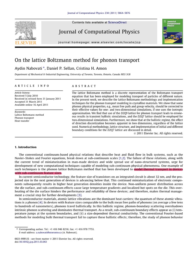 Lattice Boltzmann Method for Phonon Transport | PDF | Phonon | Thermal ...