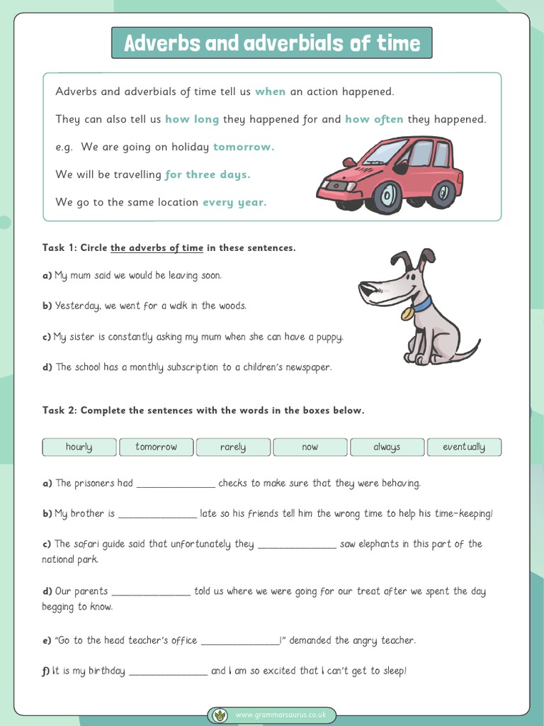 Adverbials of Time Worksheet | PDF | Adverb