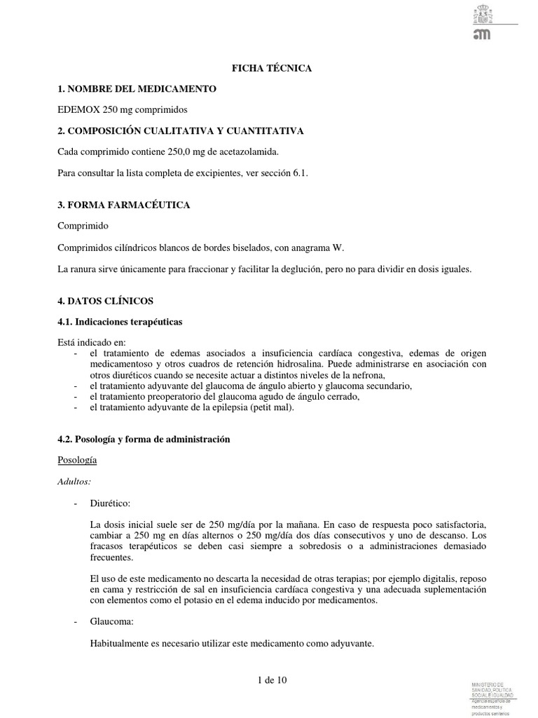 EDEMOX 250 mg: Usos y Dosificación | PDF | Medicamentos con receta ...