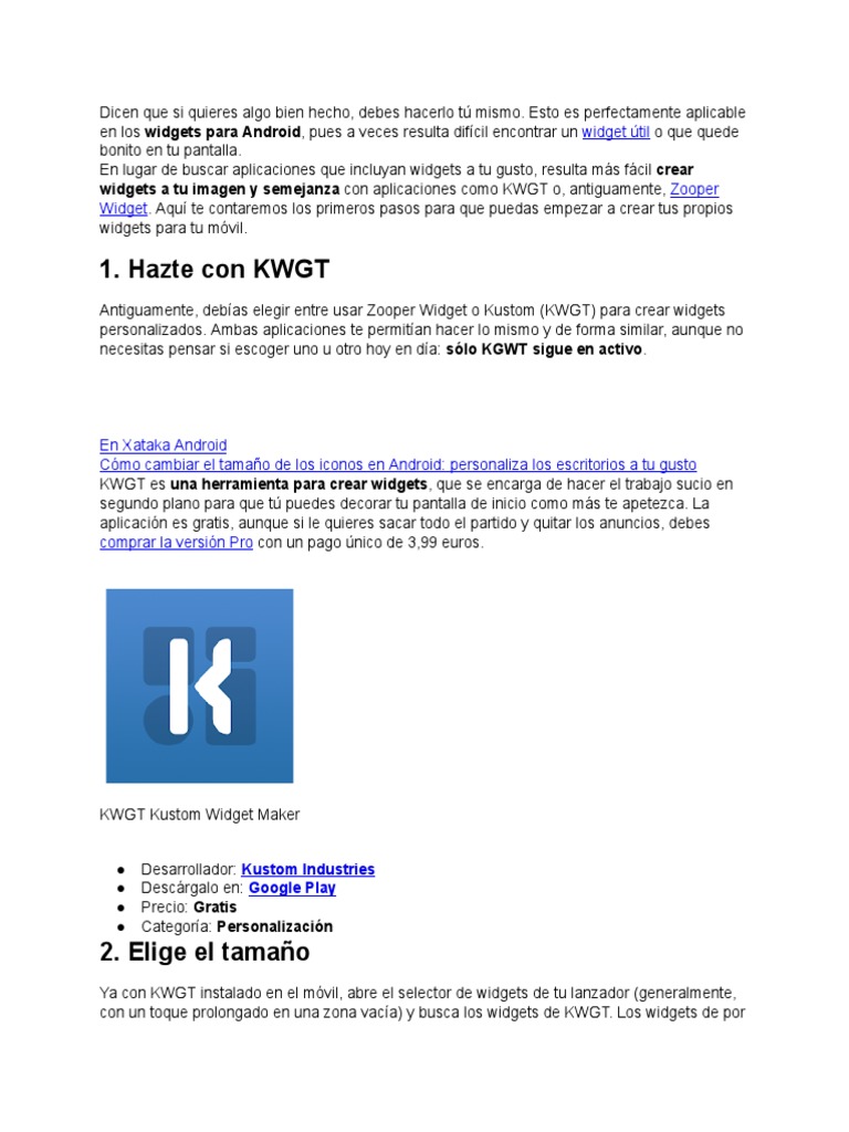 Cómo Crear Un Widget Personalizado para Tu Móvil Android Con KWGT | PDF ...