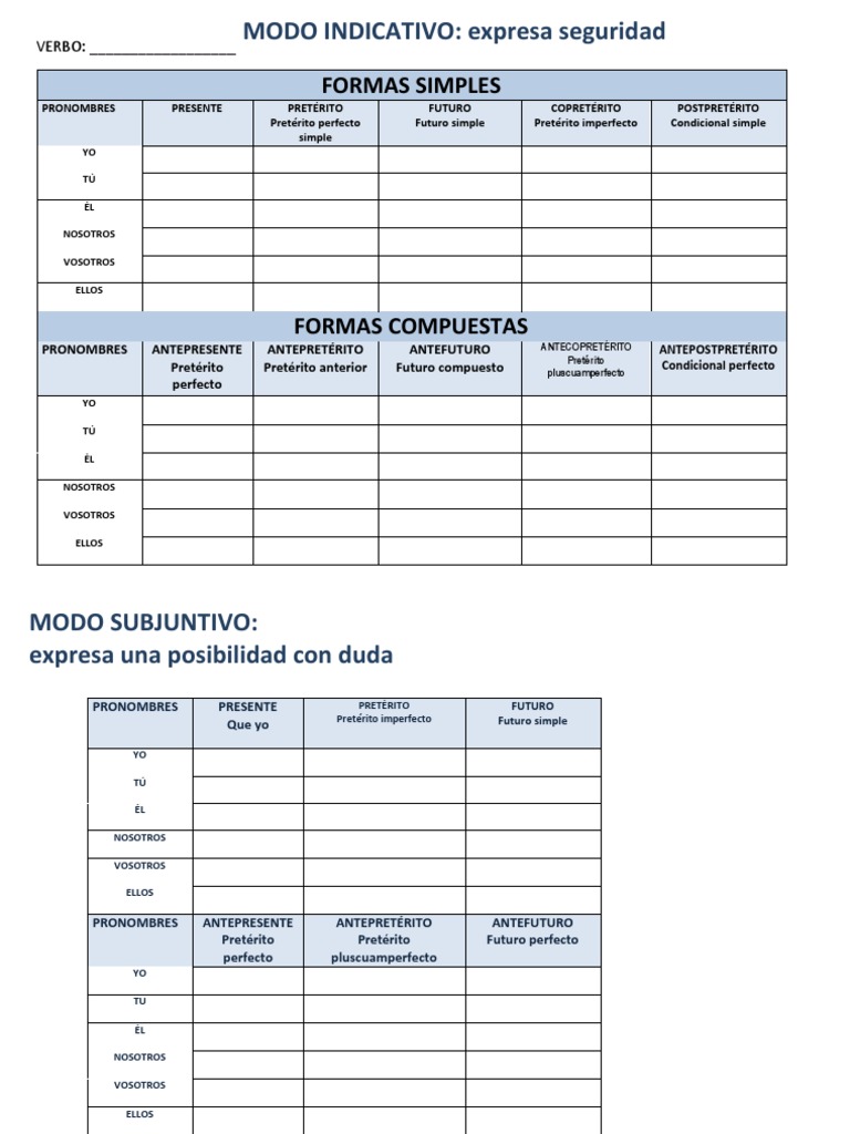 Verbos Para Llenar Pdf