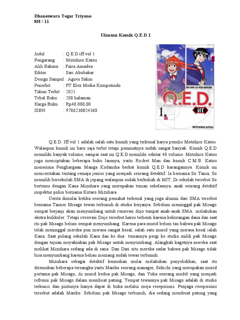 Ulasan Komik Q.E.D. Iff Vol. 1 | PDF
