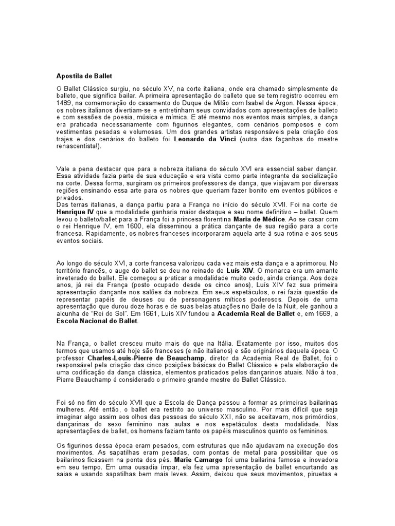 História Do Ballet | PDF