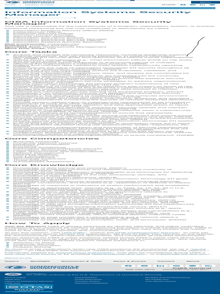Information Systems Security Manager CISA | PDF | Information Security ...