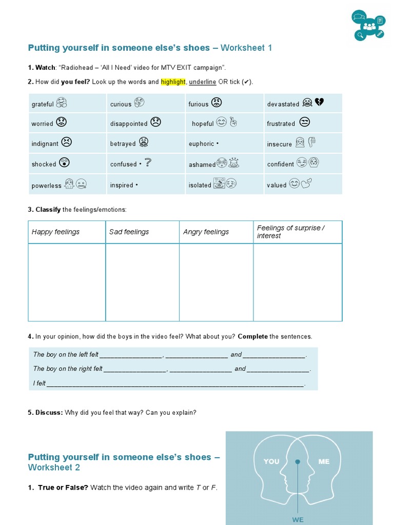 Empathy and Social Exclusion Worksheets | PDF | Social Exclusion ...