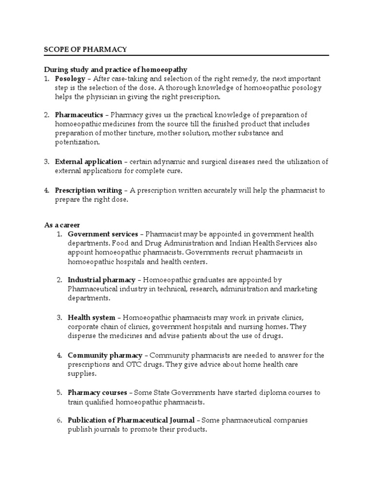 Scope of Pharmacy | PDF