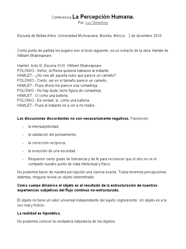 La Percepción Humana de Luc Delannoy | PDF | Percepción | Cerebro