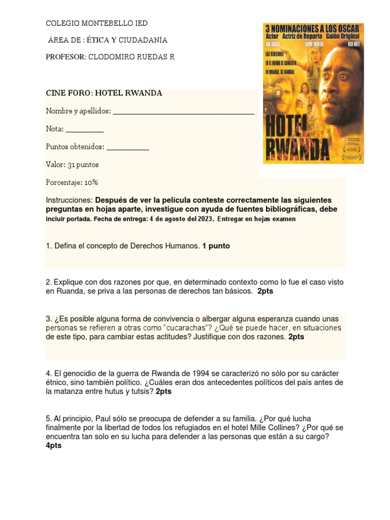 Taller Hotel Rwanda | PDF