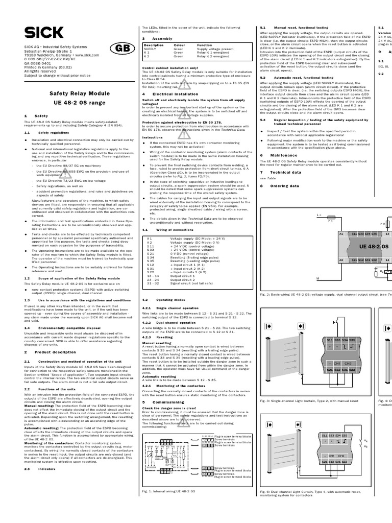 UE 48-20S Safety Relay Manual | PDF | Relay | Switch