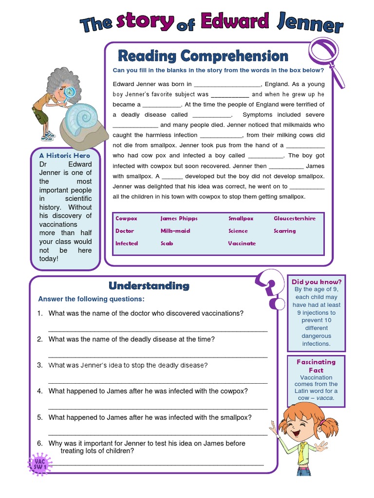 Edward Jenner Reading Comprehension | PDF | Wellness