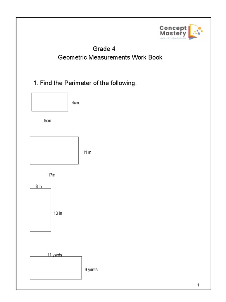 Grade 4 Geometric Measurement WB | PDF | Length | Area