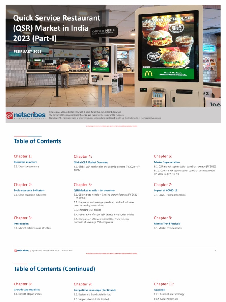 Reports Quick Service Restaurant Market In India 2023 Part I Pdf