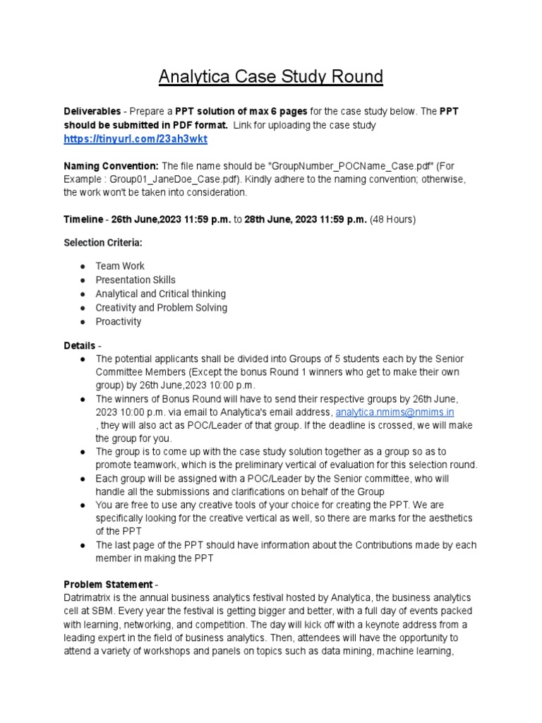 Analytica Case Study Round | PDF