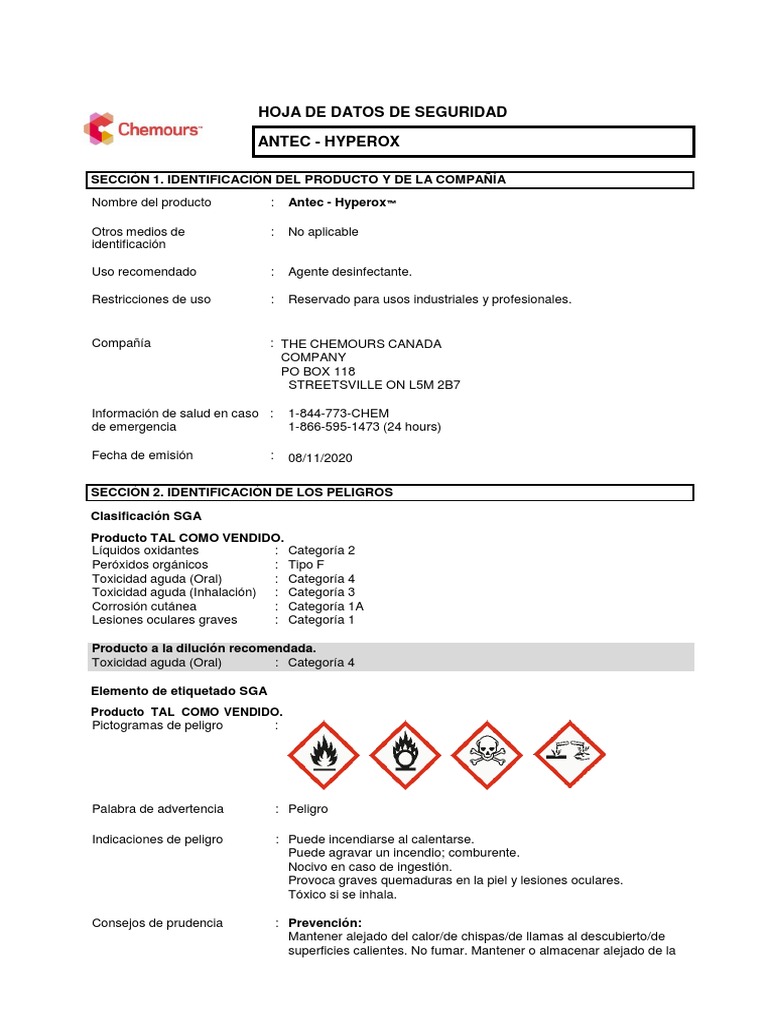 FDS Antec Hyperox | PDF | Reciclaje | Residuos